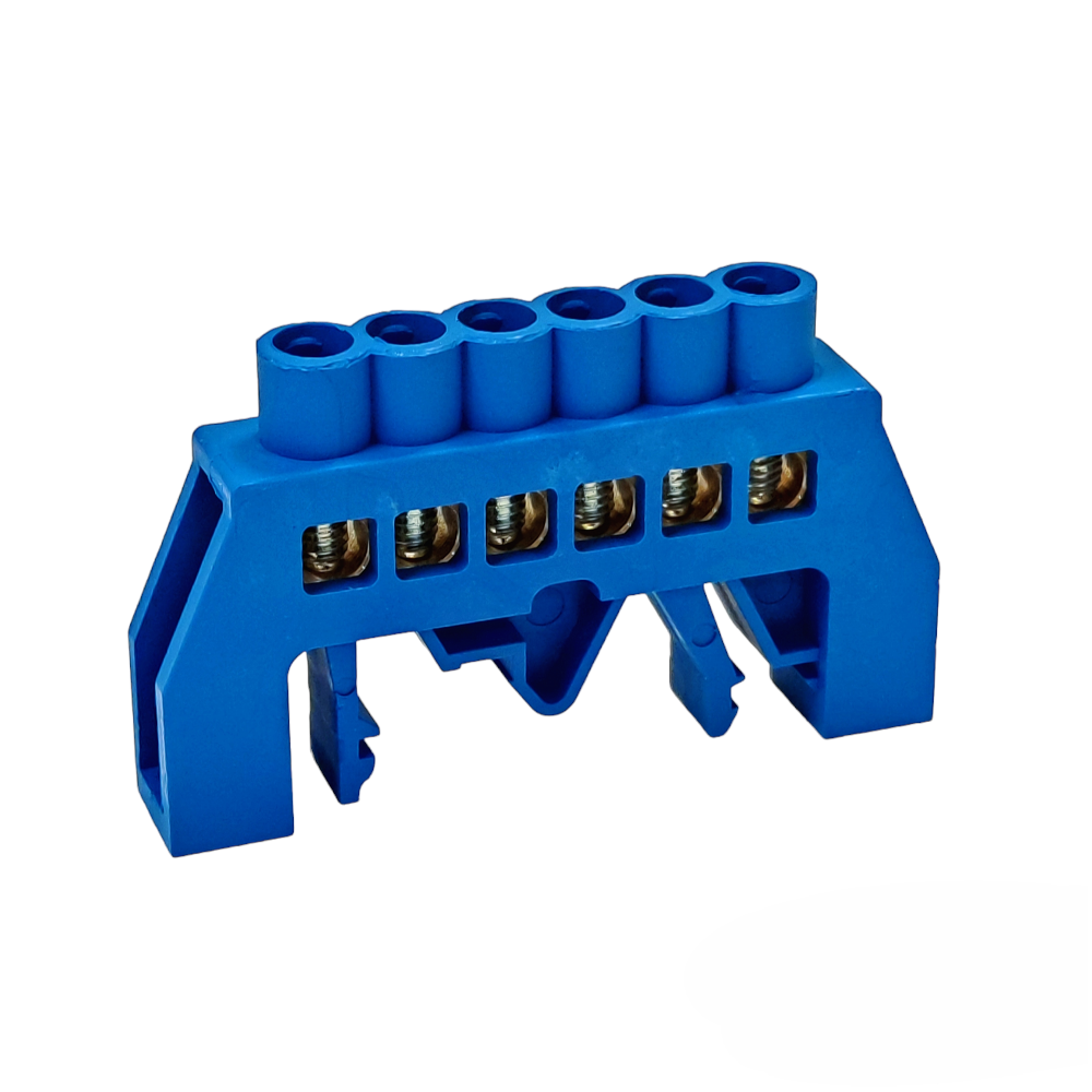 Electrical neutral busbar, insulated on DIN rail (universal) 6 holes ...