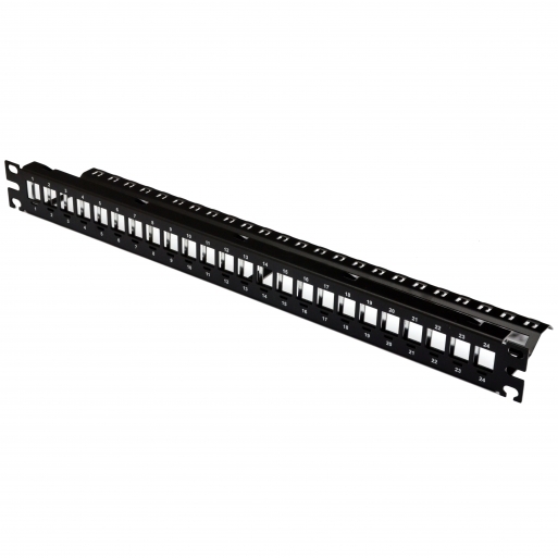 Patch Panel 19 "24 Keystone modules, 1U with organizer rear, black ...